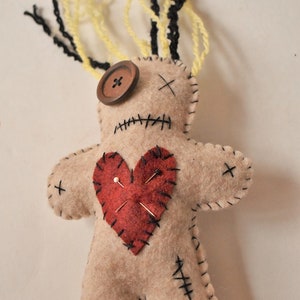 Voodoo Doll With Long Hair-voo Doo Doll-handmade Felt Voodoo Doll With ...