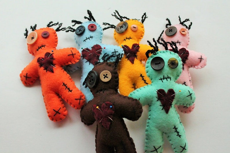 Voodoo Dolls Colorful Mix-6 Colored Voodoo Dolls-primitive Dolls-zombie ...
