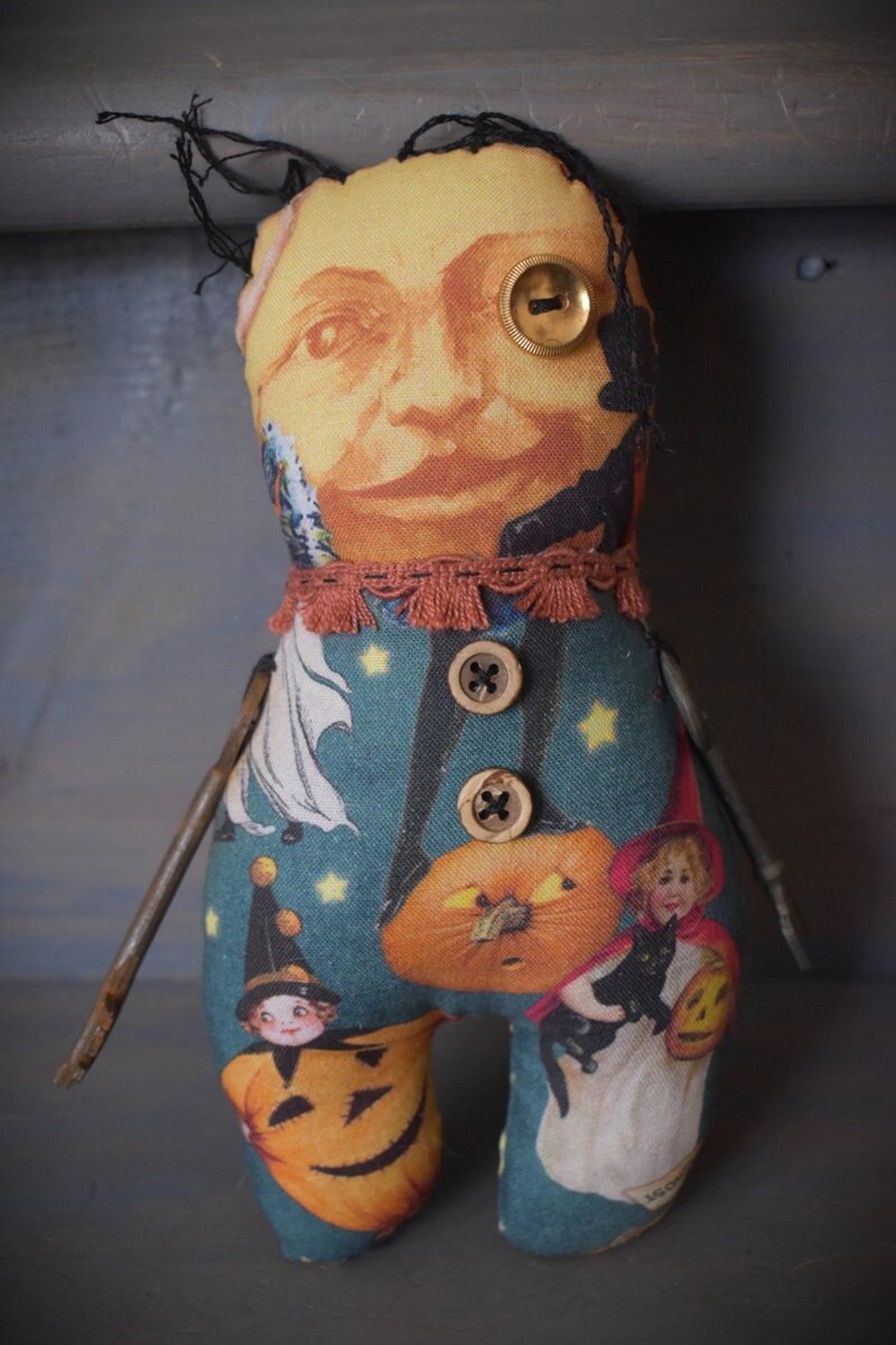 Halloween Moonface Doll-handmade Art Doll - Etsy