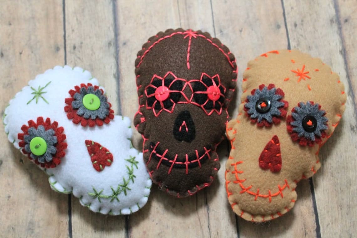 Felt Sugar Skull-day of the Dead Skull-dia De Los - Etsy