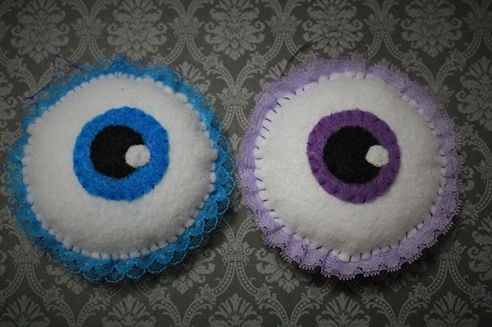 Felt Eyeball Ornaments-lacy Eyeballs-handmade Felt Eyeballs-gothic ...