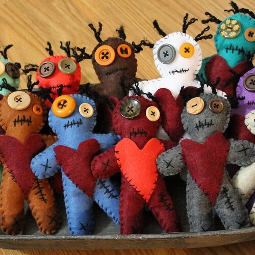 Voodoo Doll With Heart Pockets-voo Doo Dolls-handmade Felt - Etsy