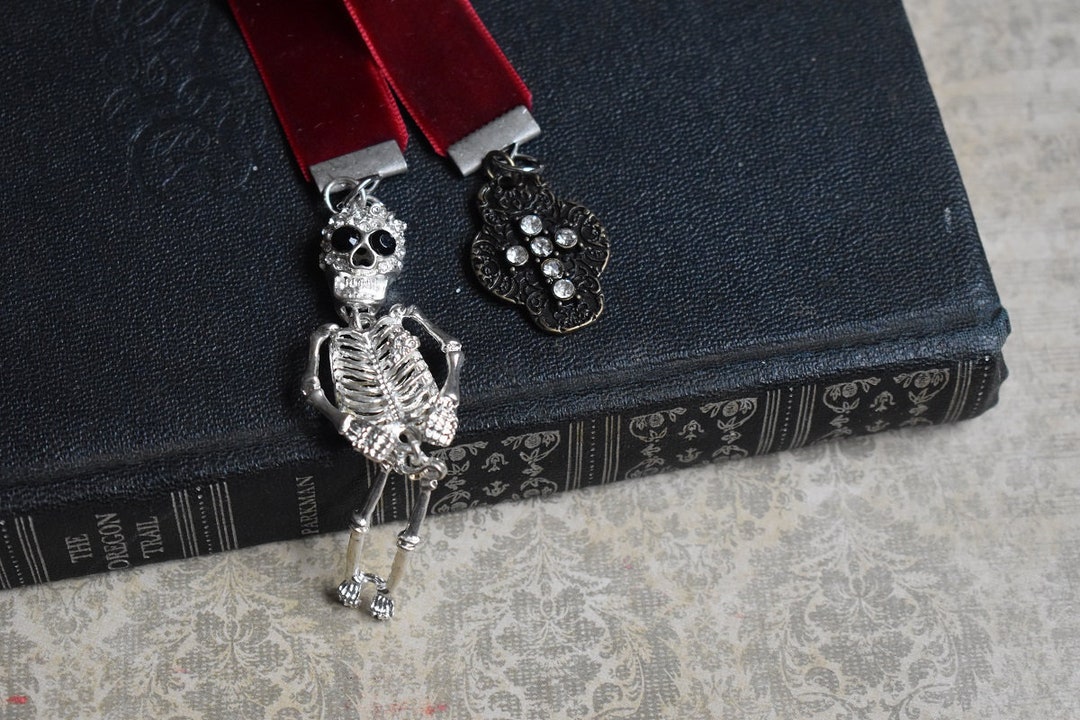 Skeleton Velvet Bookmark-bones-gothic Bookmark-dark Decor-book Nook ...