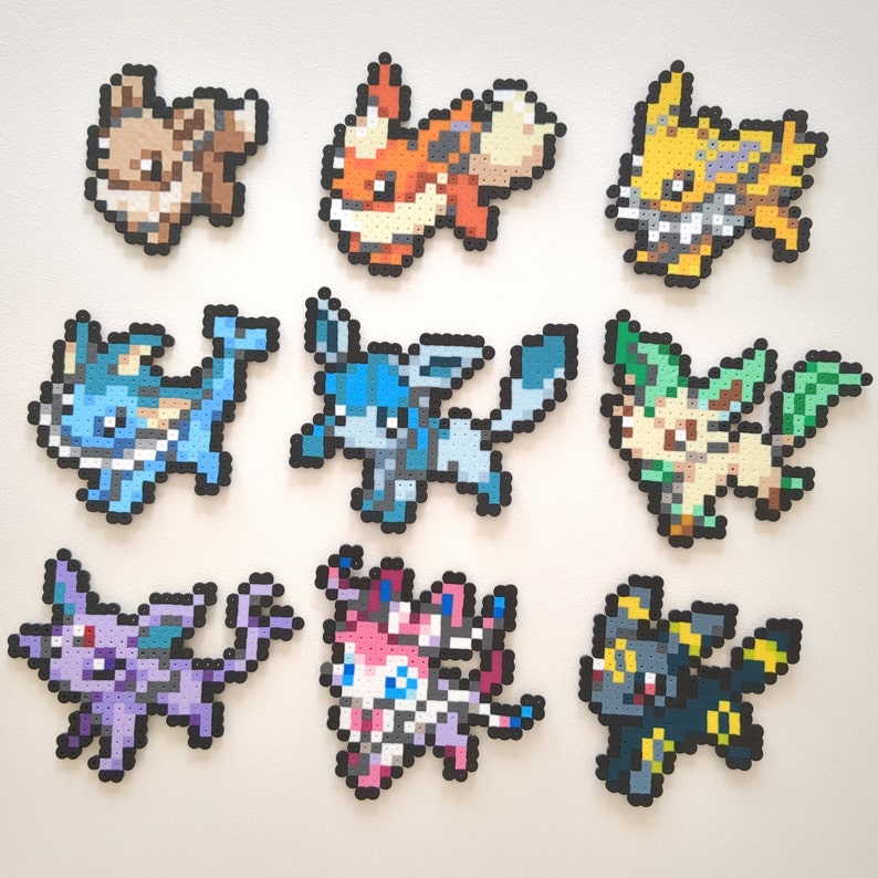 Eeveelution Pokemon Perler Bead Pixel Sprite Art Eevee, Flareon, Jolteon, Vaporeon, Leafeon ...