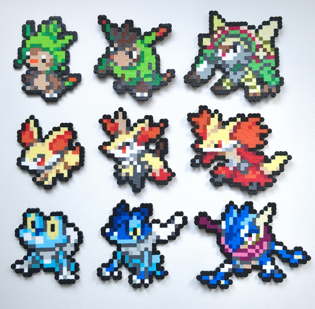 Pokemon Gen 6 Kalos Starters Perler Bead Sprite Art Chespin, Quilladin ...