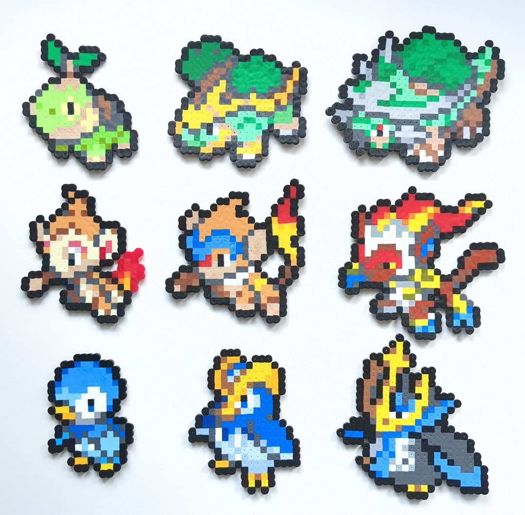 Pokemon Gen 4 Sinnoh Starters Perler Bead Sprite Art Turtwig, Grotle ...