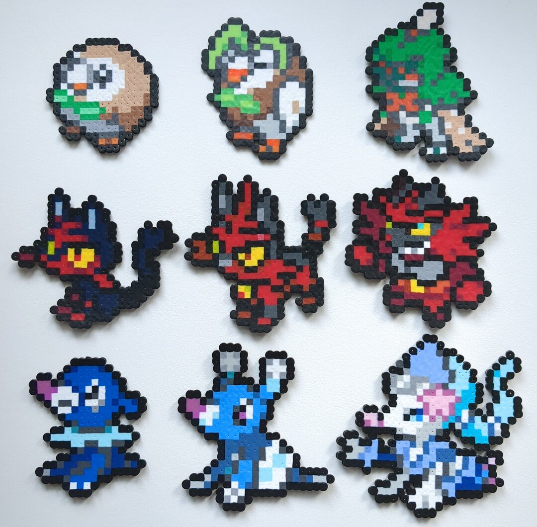 Pokemon Gen 7 Alola Starters Perler Bead Sprite Art Rowlet, Dartrix ...