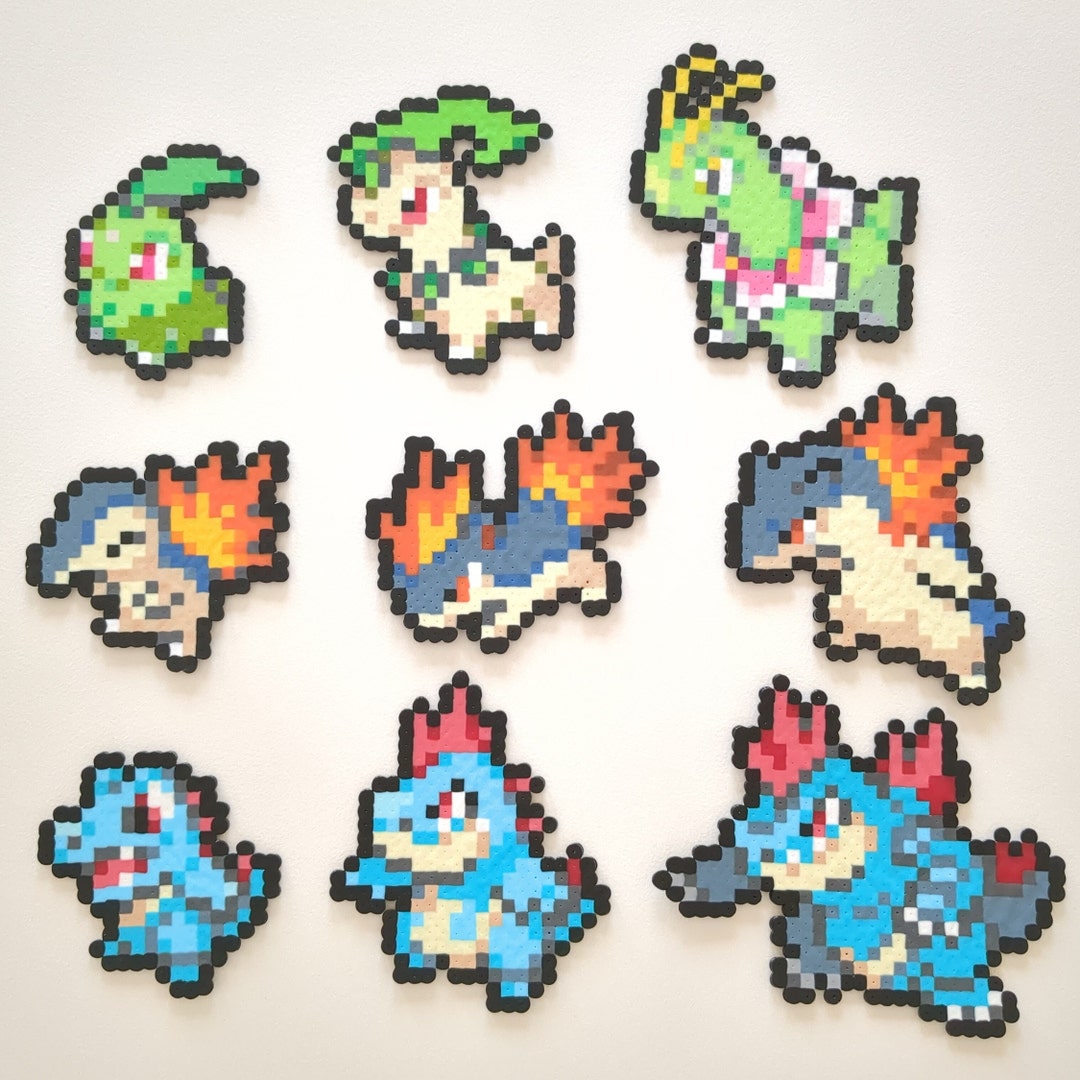 Pokemon Gen 2 Johto Starters Perler Bead Art Chikorita, Bayleef ...