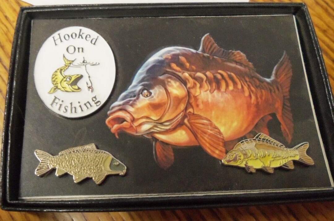 Hooked on Fishing Pin Badge Set. in a Presentation Box. Metal. - Etsy UK