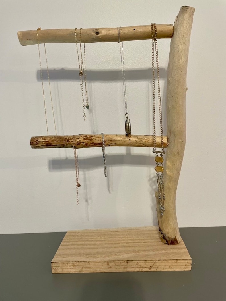 Driftwood 2 Tier Jewelry Stand Tree Holder Bracelet Necklace Display ...