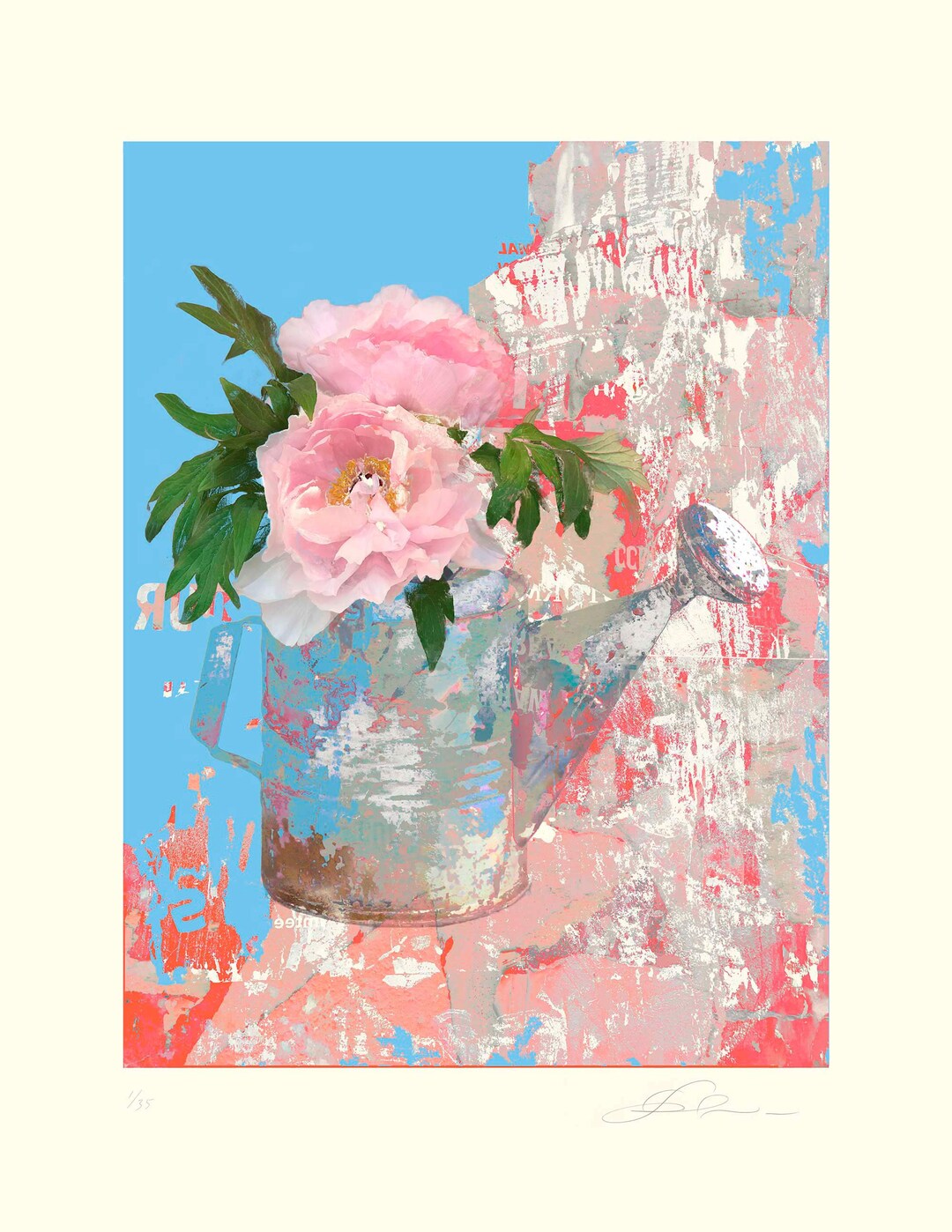 Gratitude, Collage Art, Peony in Watering Can, Thankyou, Gifts From the ...