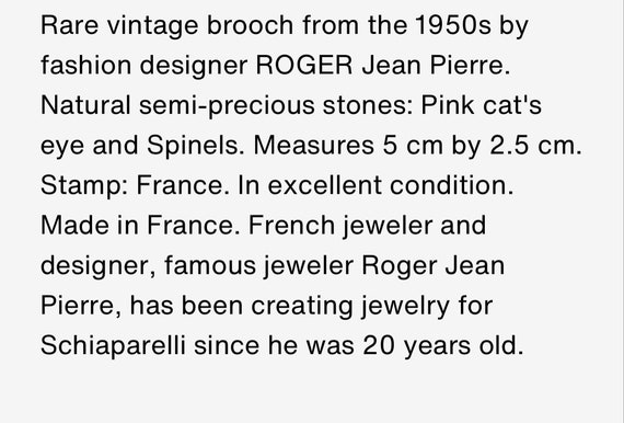 Rare Roger Jean Pierre brooch - Gem
