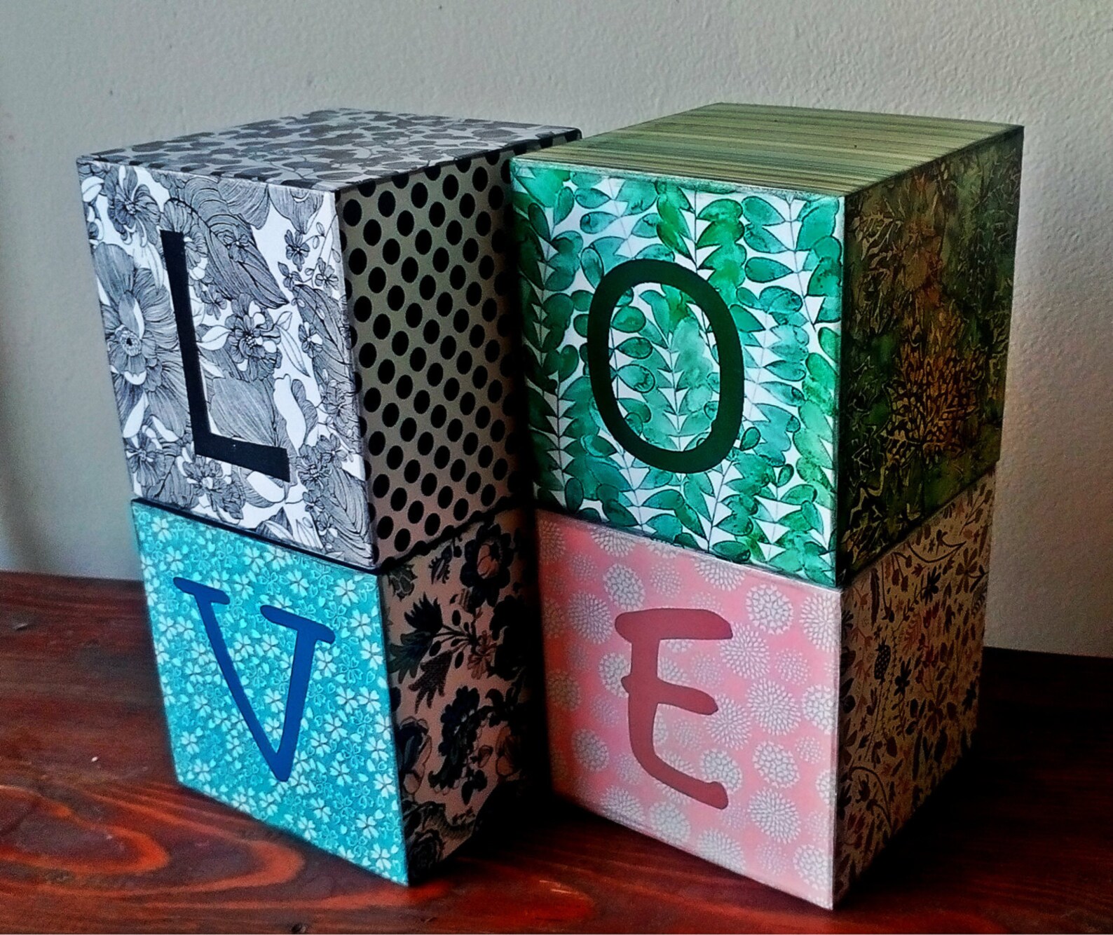Wooden Block, Bookends, Love Quote, Decorative Cubes, Colorful, Table ...