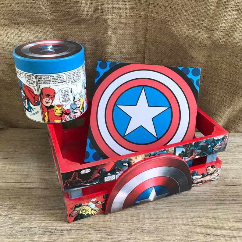 Captain America Set, Pop Art, Marvel, Superhero Decor - Etsy