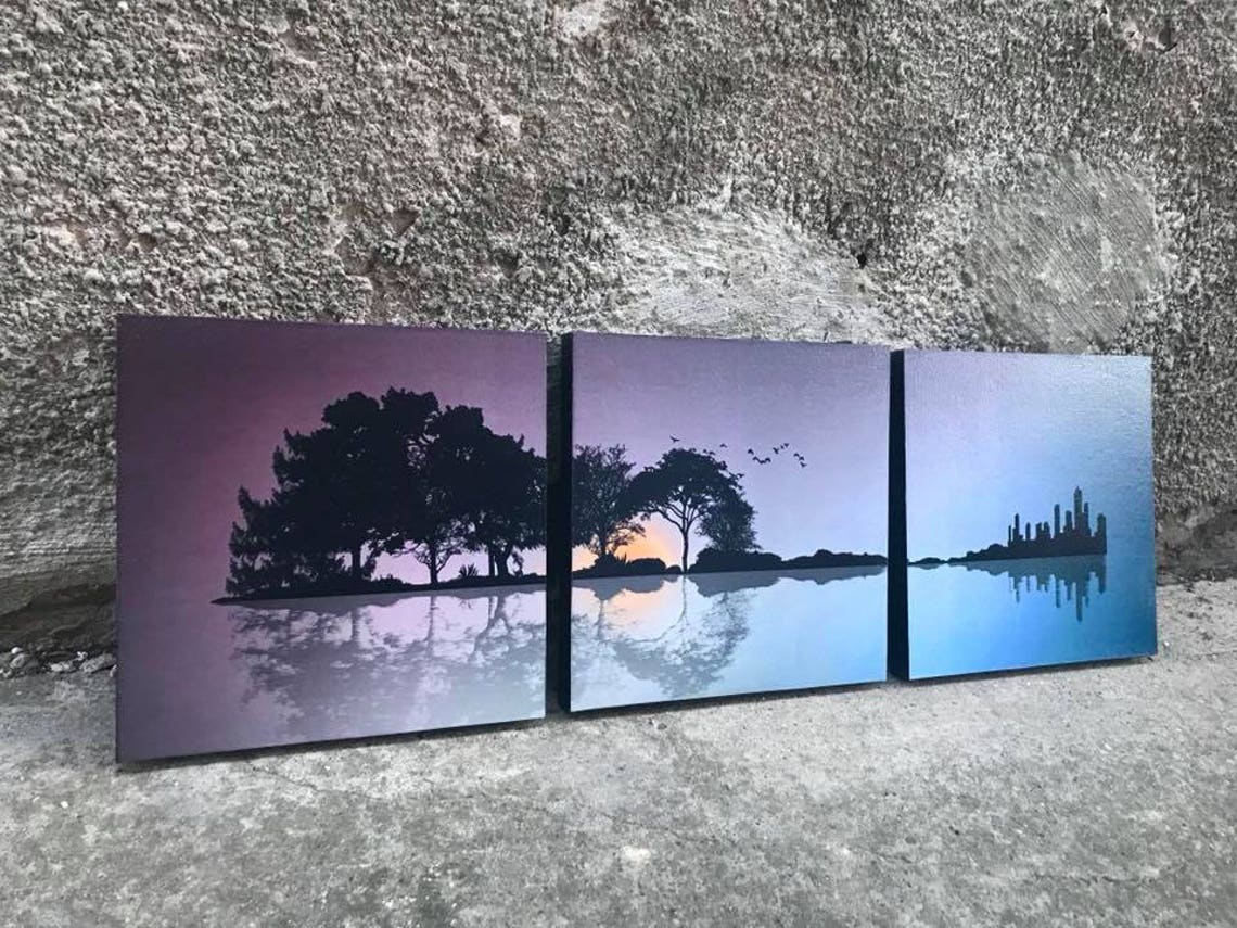 Cityscape, Silhouette, Reflection, Wall Art, Modern - Etsy