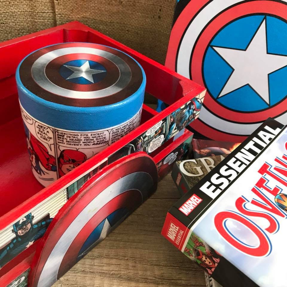 Captain America Set, Pop Art, Marvel, Superhero Decor - Etsy