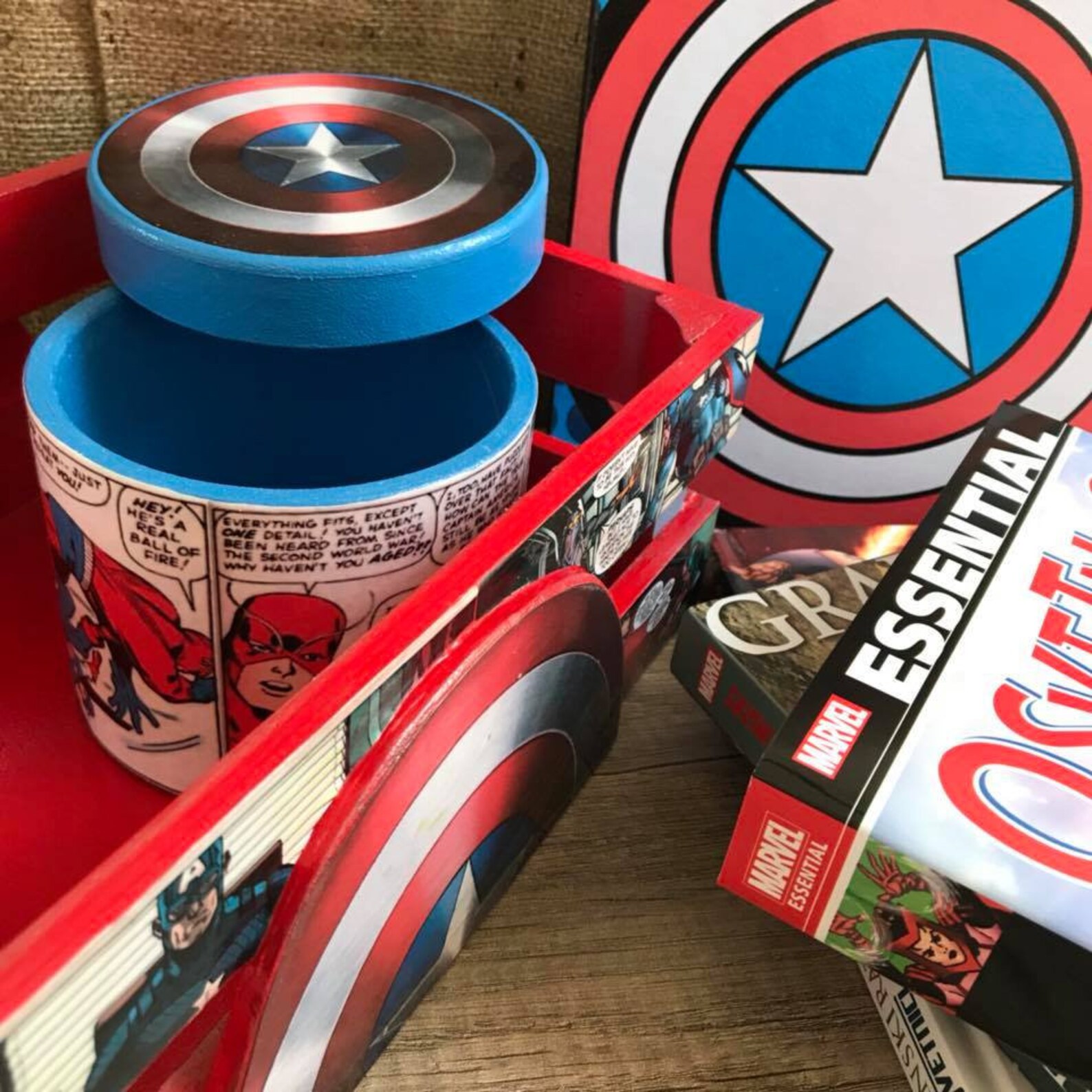 Captain America Set, Pop Art, Marvel, Superhero Decor - Etsy