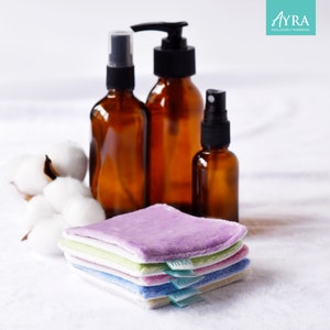 ORGANIC COTTON BAMBOO 5pcs Cloth Facial Wipes With Pocket, Facial ...