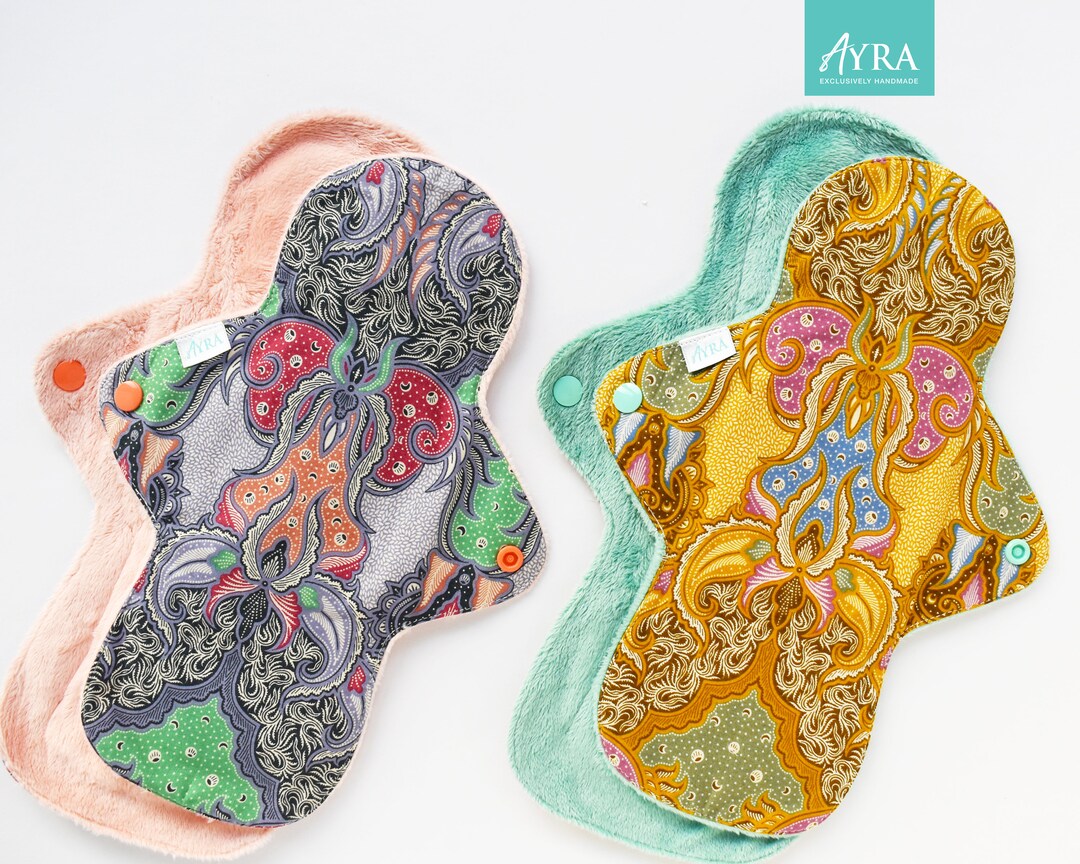 BATIK FLORAL Super Soft Cloth Pads, Menstrual Pad, Pantyliner, Medium ...