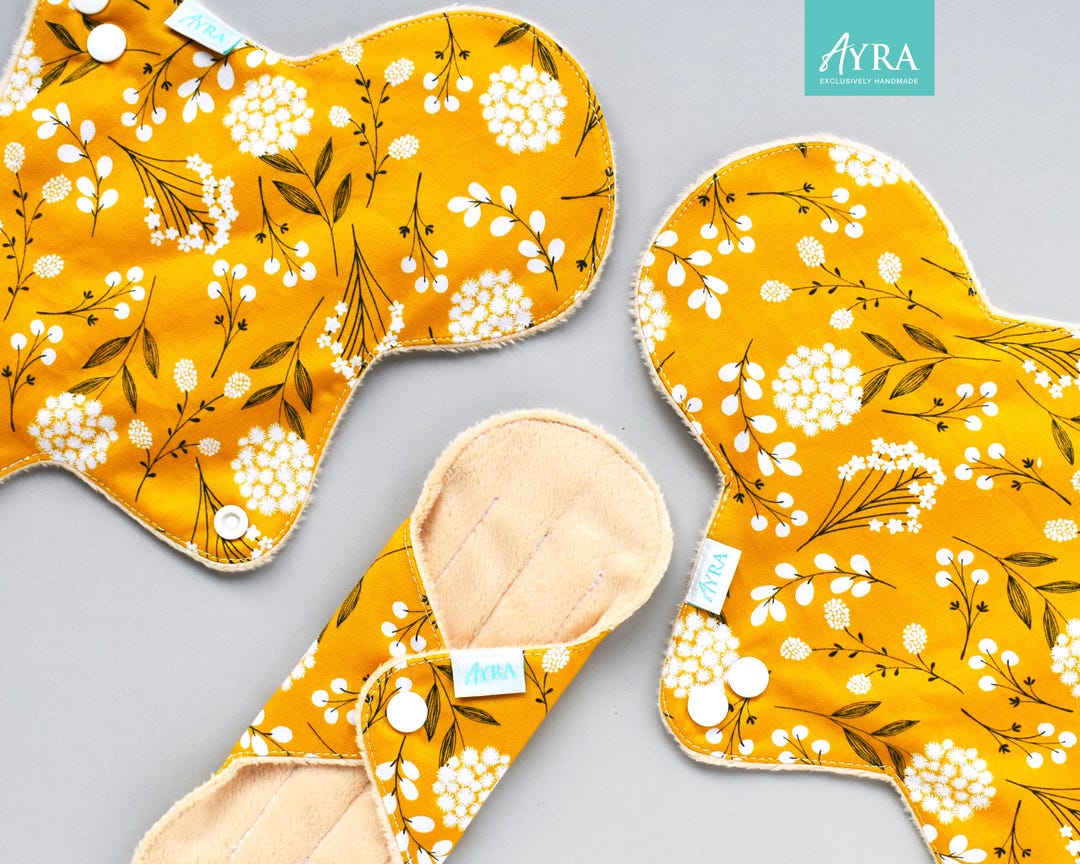 MUSTARD FLORAL Cloth Pad : Soft Minky, Bamboo, Zorb Absorbent Layer - Etsy