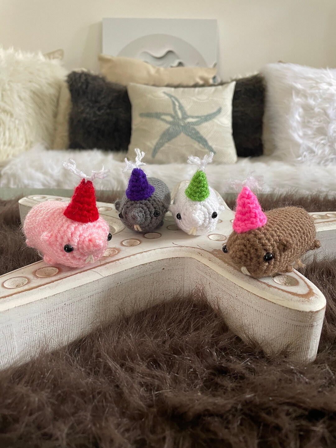 Party Rats in Party Hats Amigurumi Crochet Plush Desk Pet Animal Mouse ...