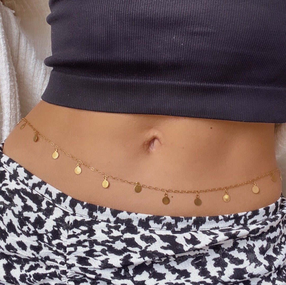 Dainty Belly Chain 18k Gold Plated Belly Chain, Waist Chain Gold, Body ...