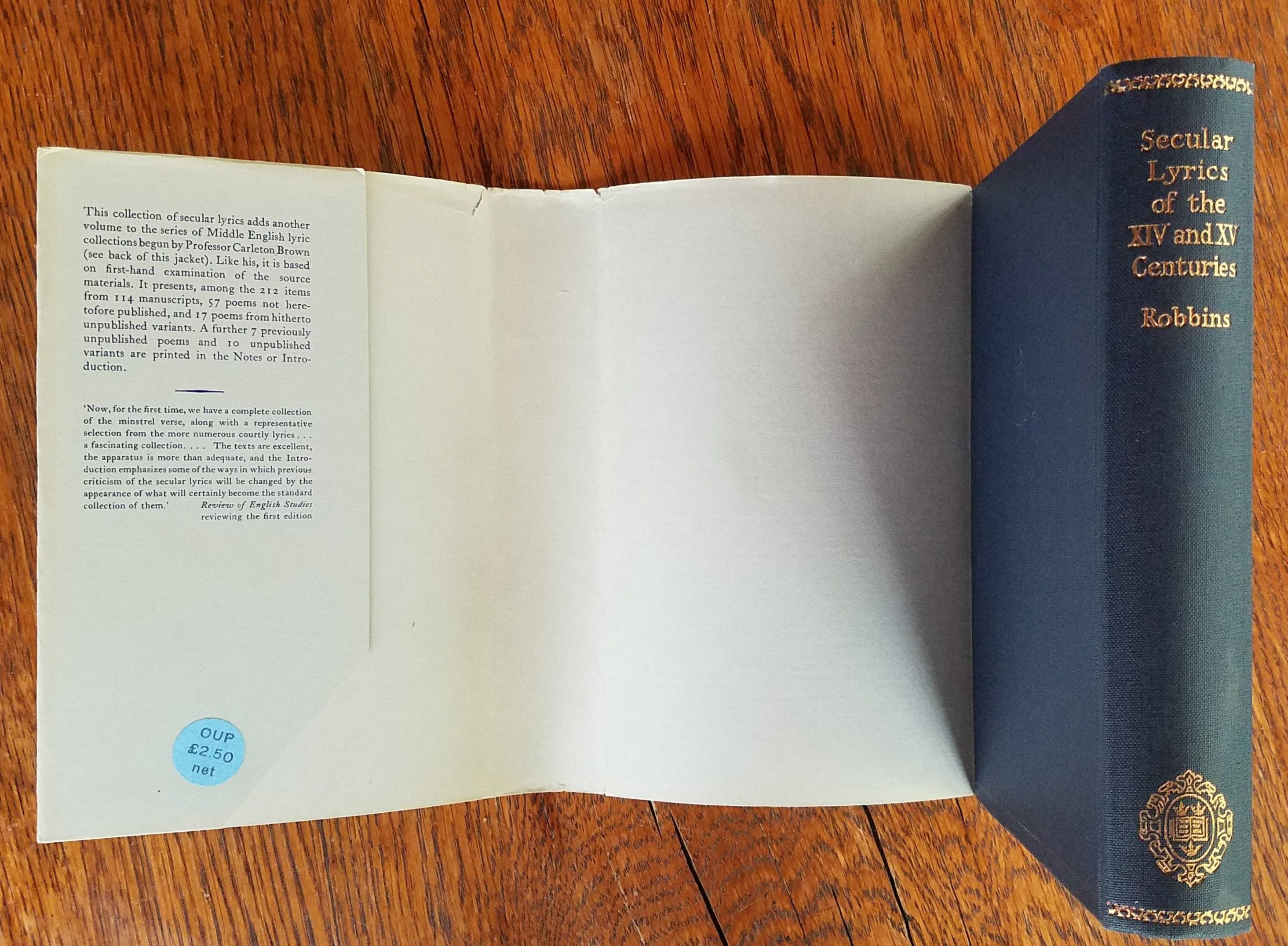 Secular Lyrics of the Xivth and Xvth Centuries (1968) 2nd Edition, HC W ...