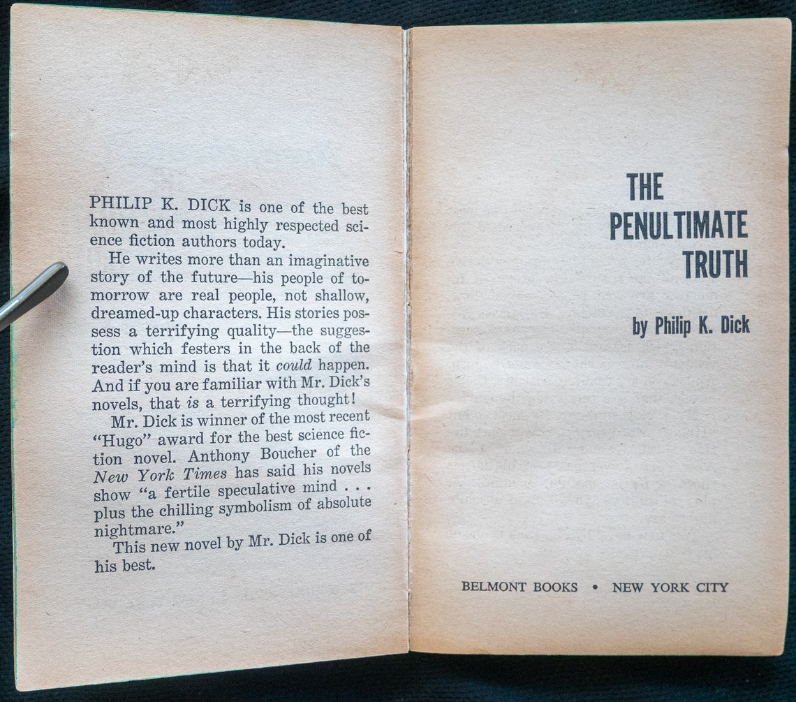 The Penultimate Truth 1964 by Philip K. Dick. First Mass - Etsy