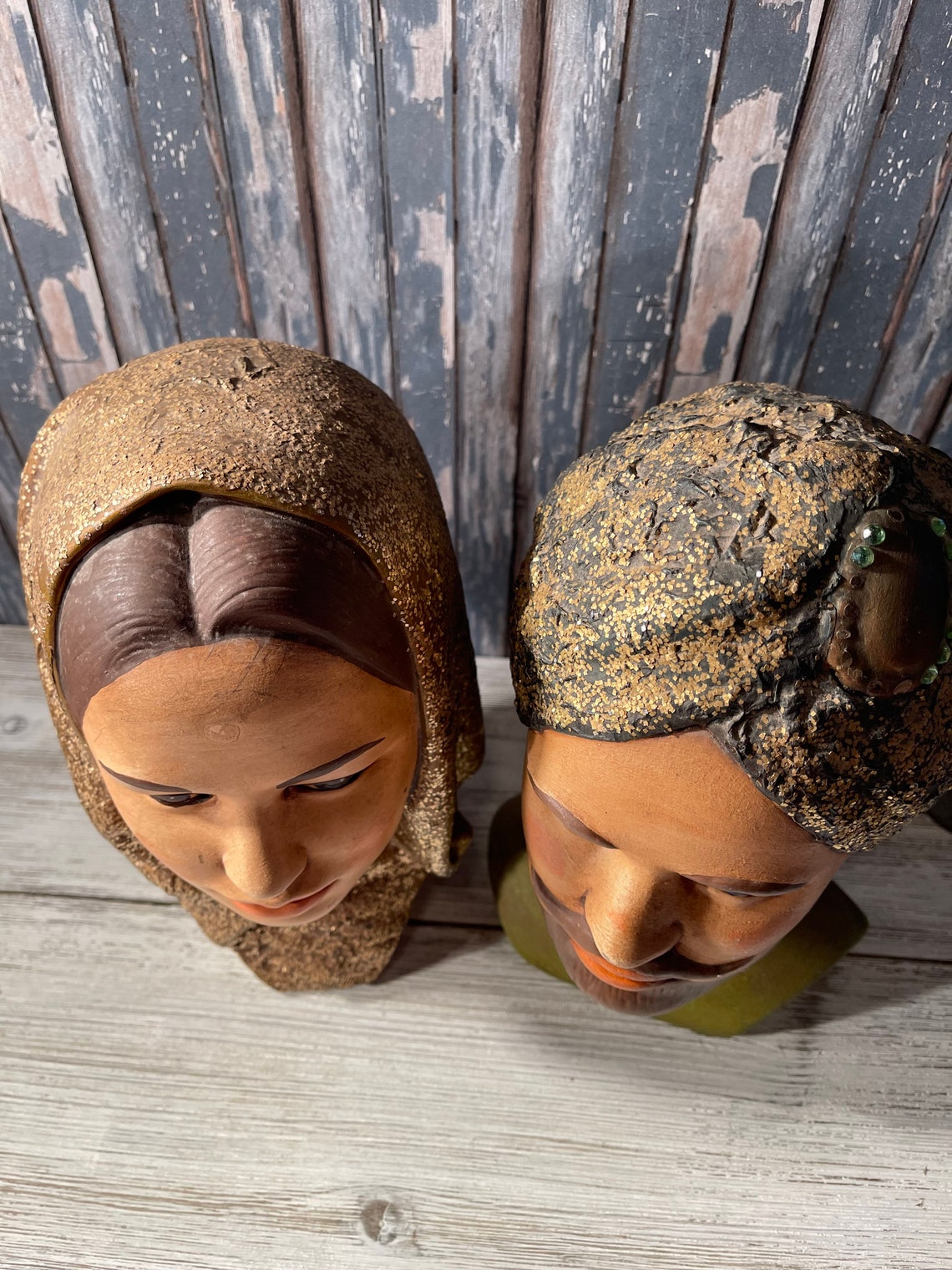 Vintage Marwal Chalkware Busts Male and Female - Etsy