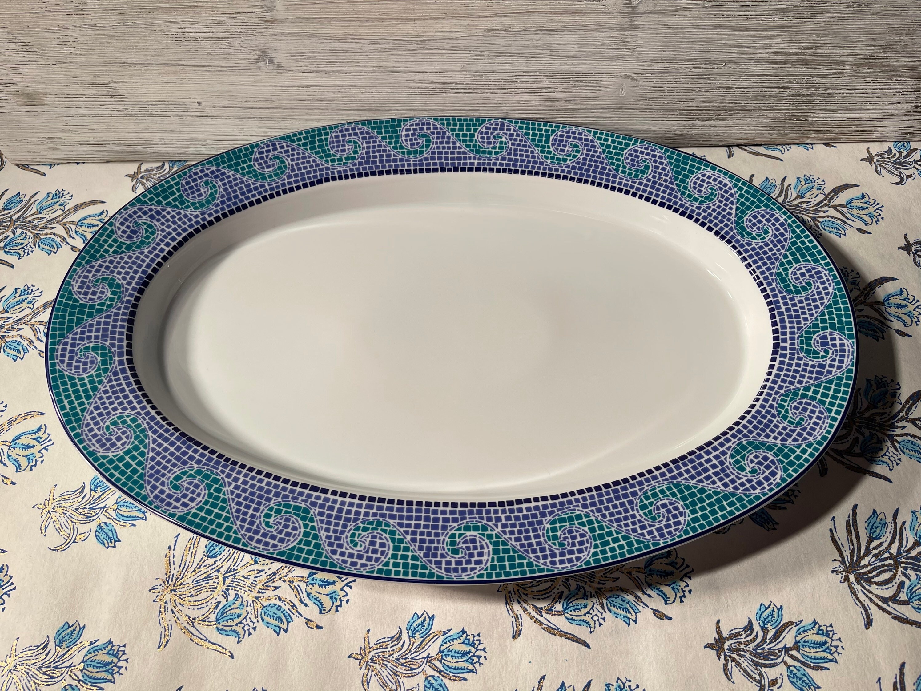 Dansk Mosaic Wave Pattern Large Oval Platter | Etsy