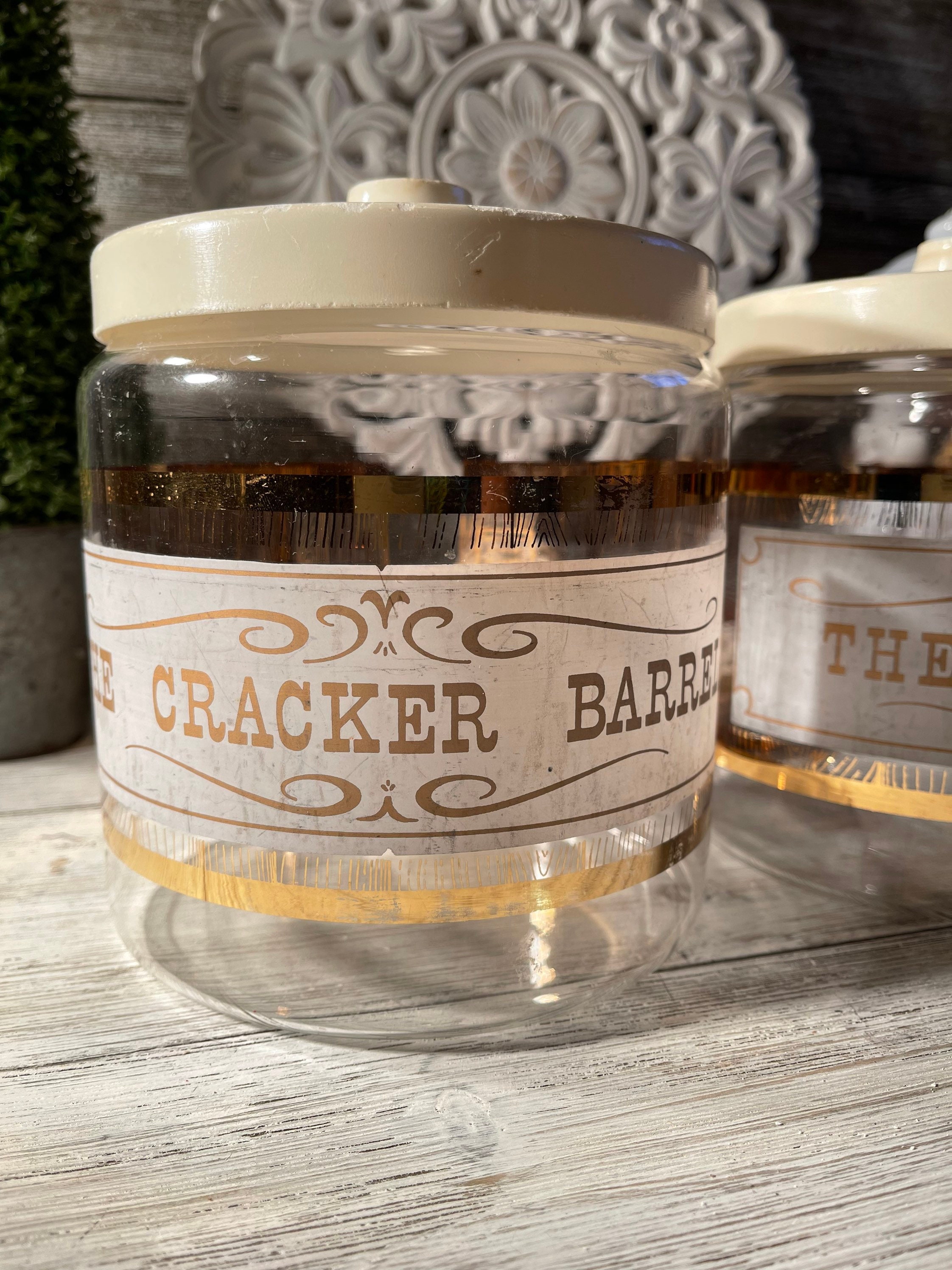 Vintage Pyrex Ware Golden Storage Mates Cookie Jar and Cracker Barrel ...