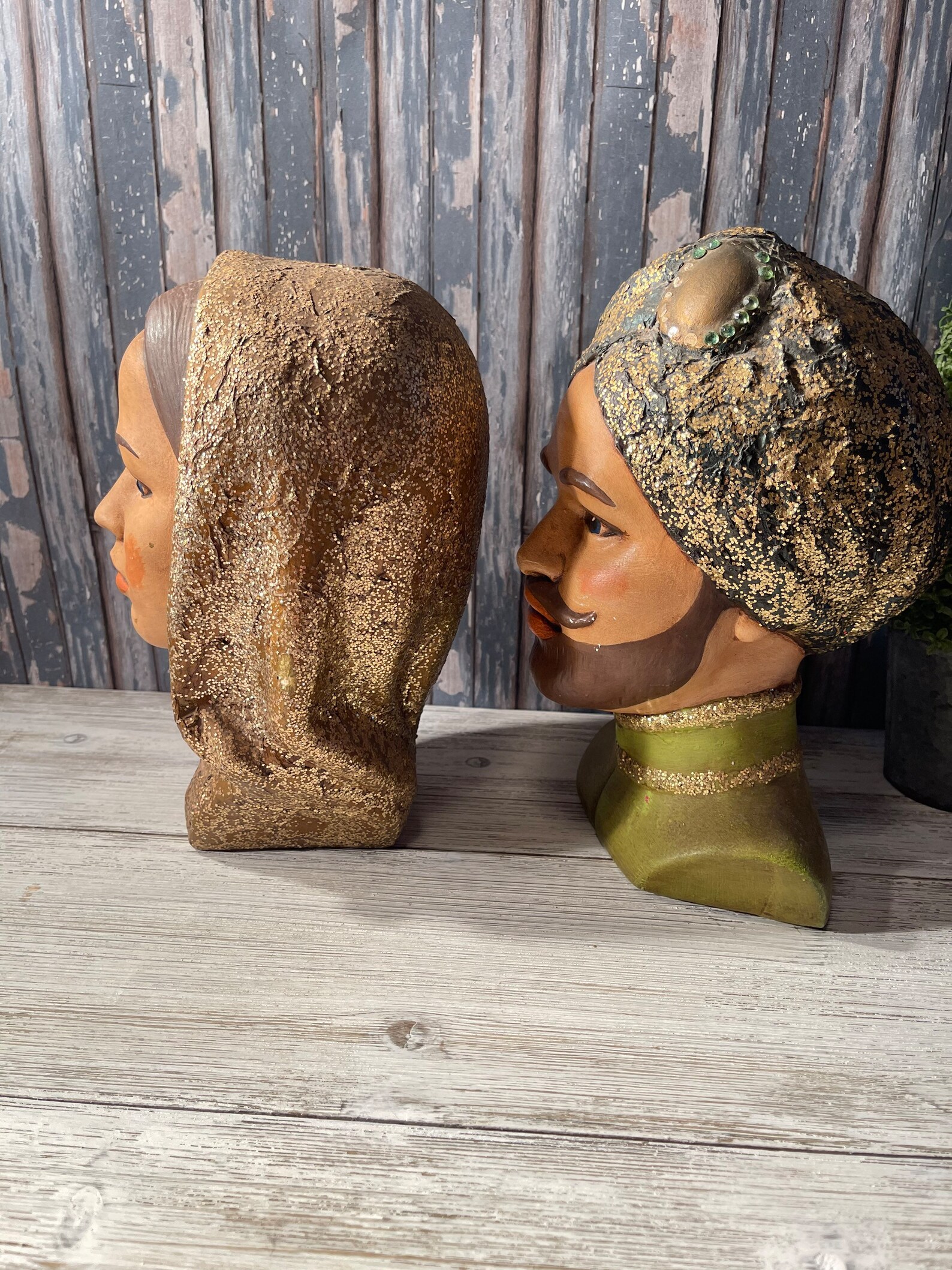Vintage Marwal Chalkware Busts Male and Female - Etsy