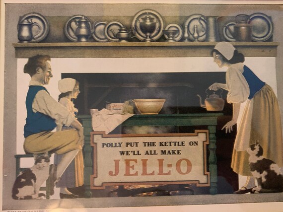 Original Framed Maxfield Parrish Jello Advertisement with King & Queen ...