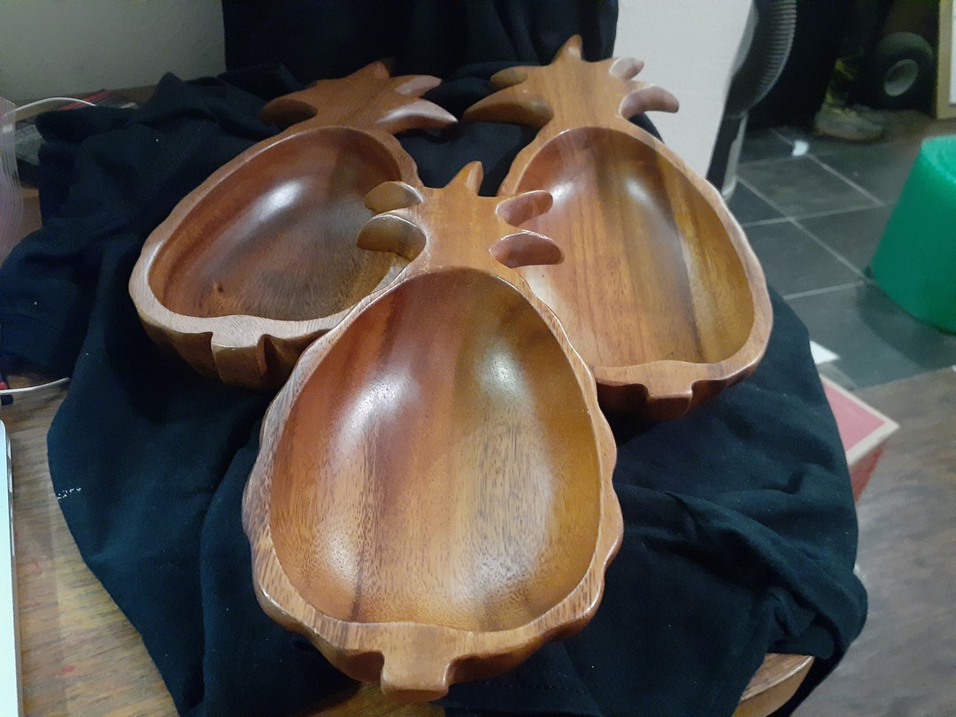 Vintage Monkey Pod Pineapple Bowls Set of 3 - Etsy