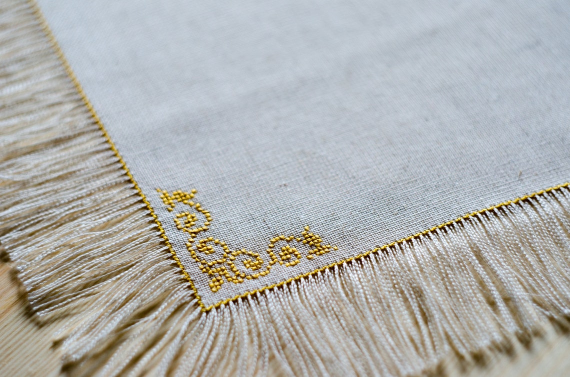 Cloth of Linen With Embroidery Gold Thread - Etsy