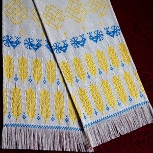 Linen Traditional Towel Belobog Bird Spikelets Slavic Pagan Symbol - Etsy
