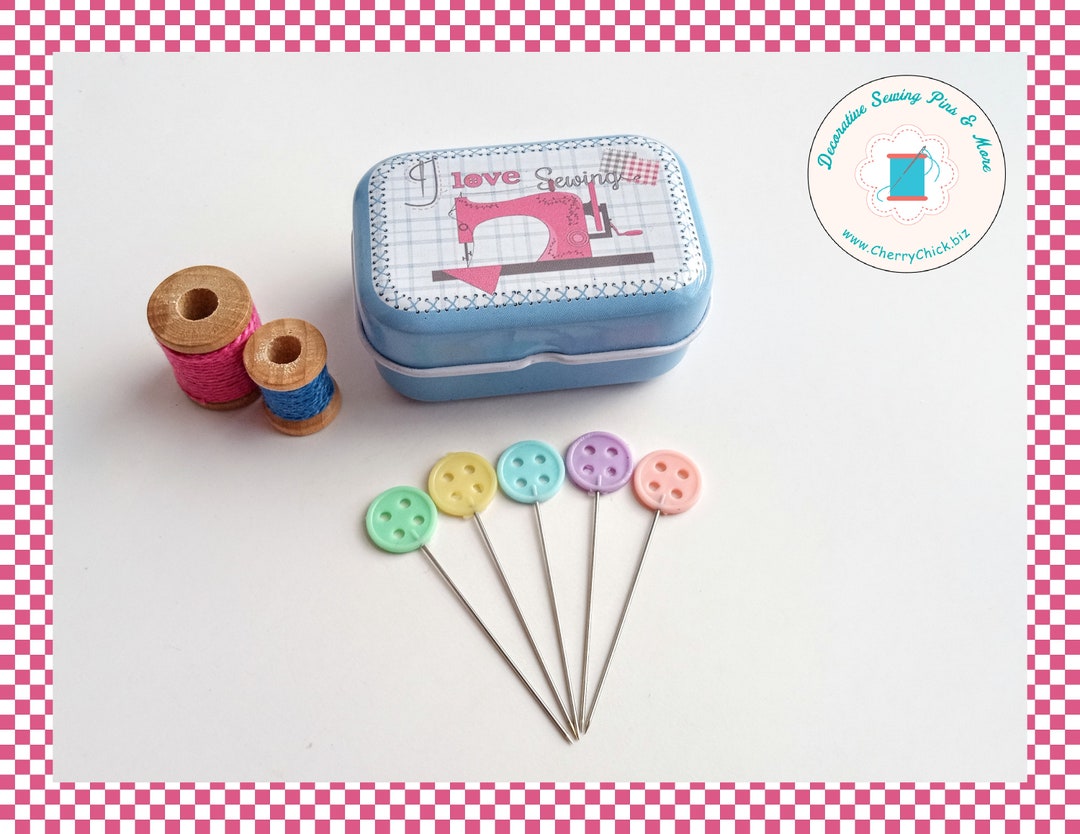 Button Sewing Pins Pins in Tins Decorative Sewing Pins - Etsy