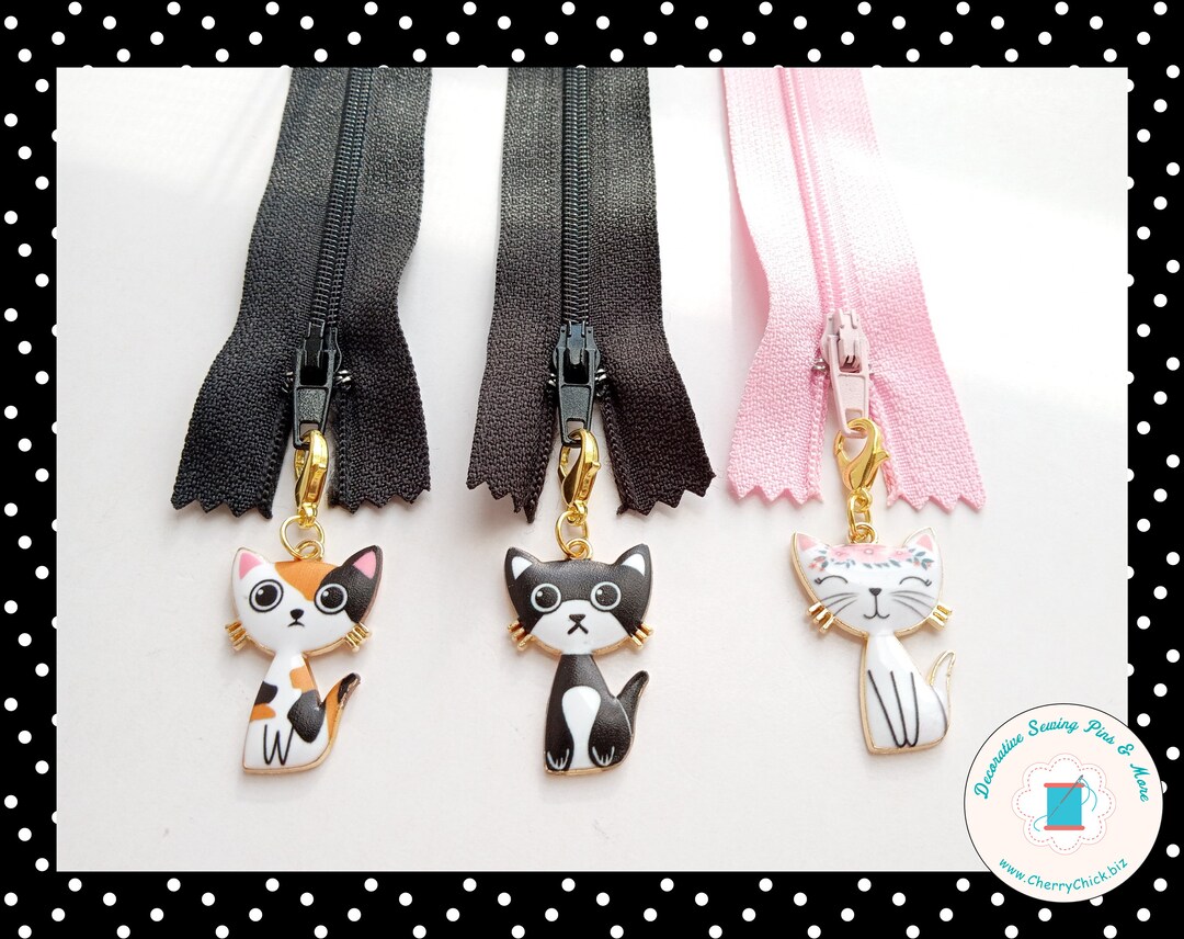 Kitty Zipper Charm Pair Cat Zipper Pull Pair Kitty Zipper Pull Cat ...