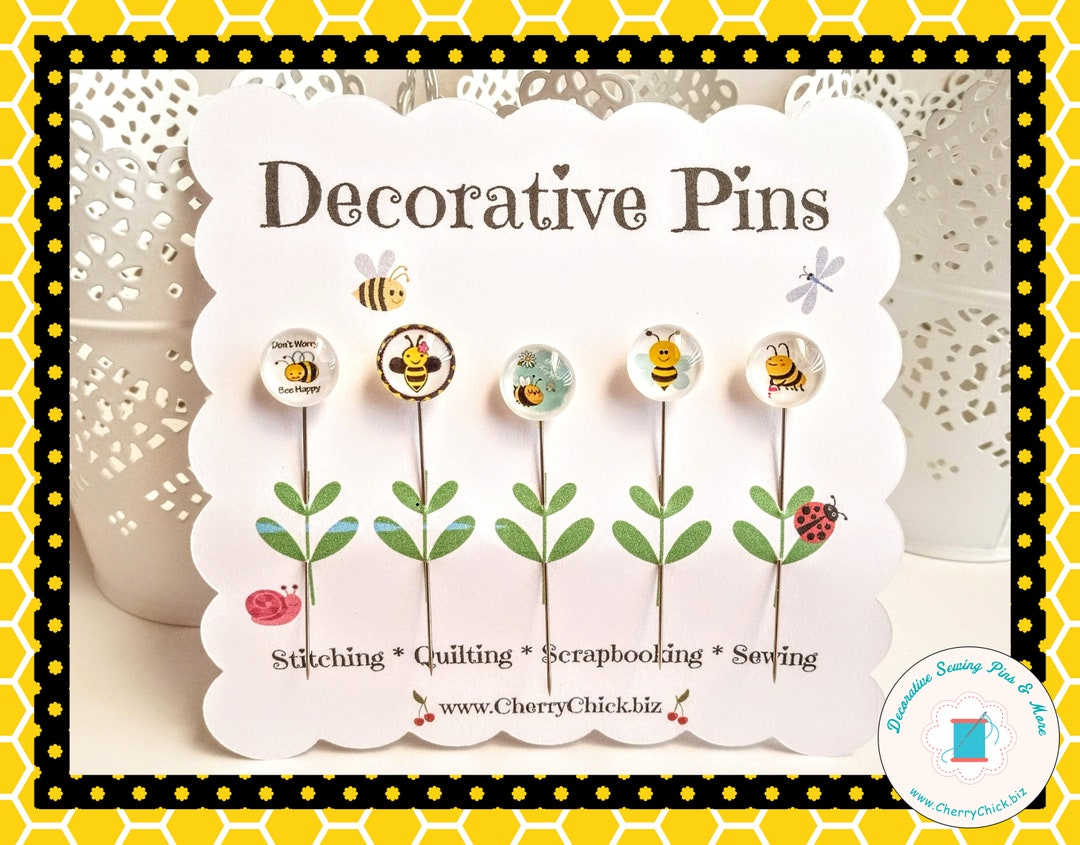 Bee Sewing Pins Decorative Sewing Pins Bee Pins Handmade Pins Bees ...