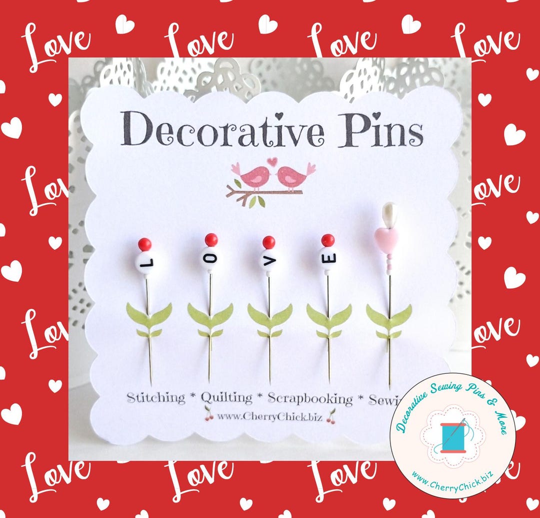Decorative Valentine Pins Heart Pin Decorative Sewing Pin Quilting Pin ...