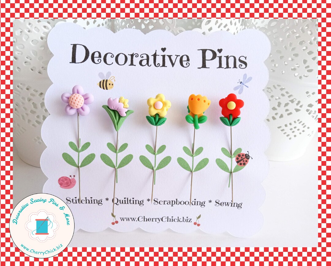 Decorative Sewing Pins Sewing Pins Flower Pins Pin Toppers Handmade ...