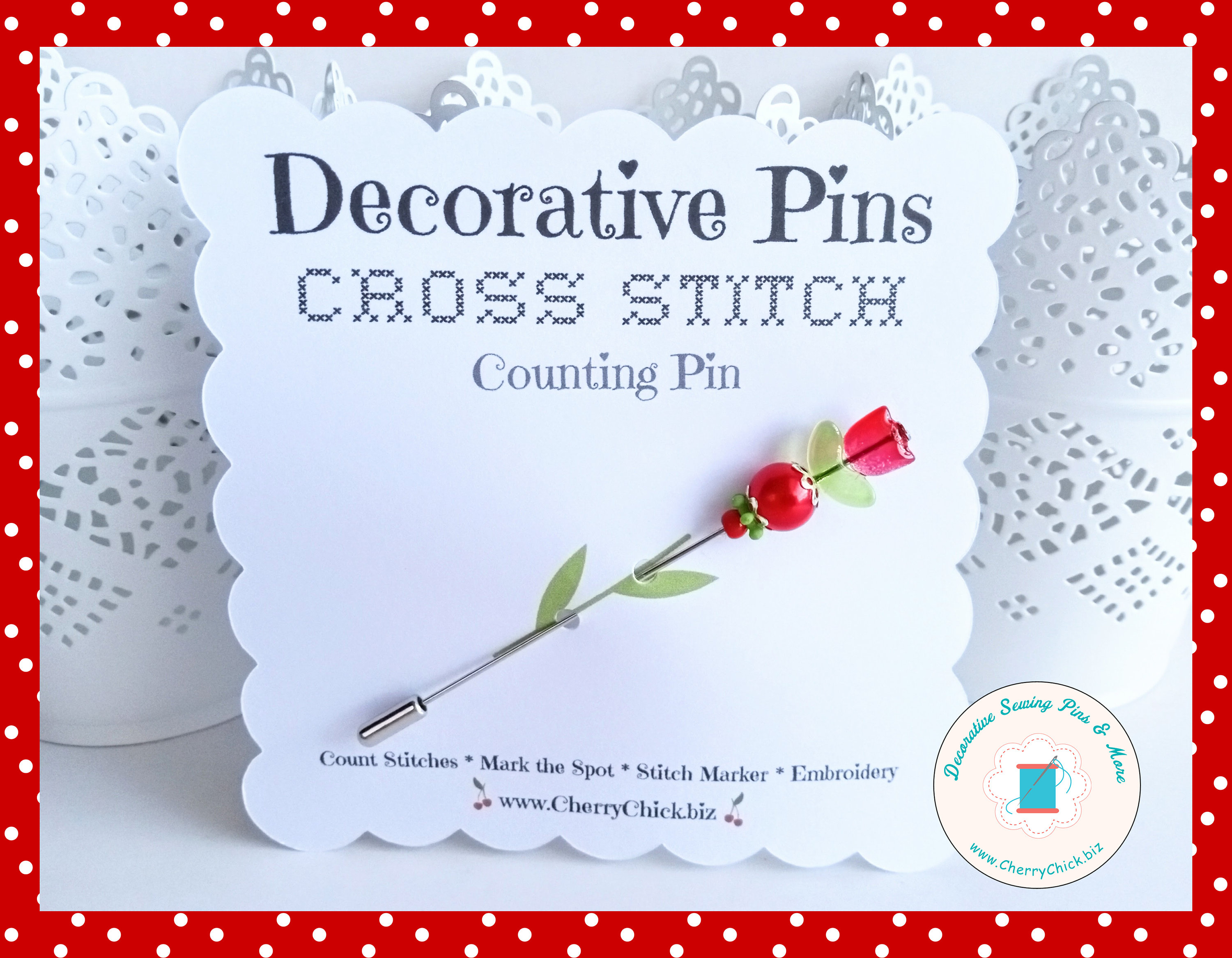 Flower Counting Pin - Crossstitch Pin - Tulip Flower Pin - Gift for ...