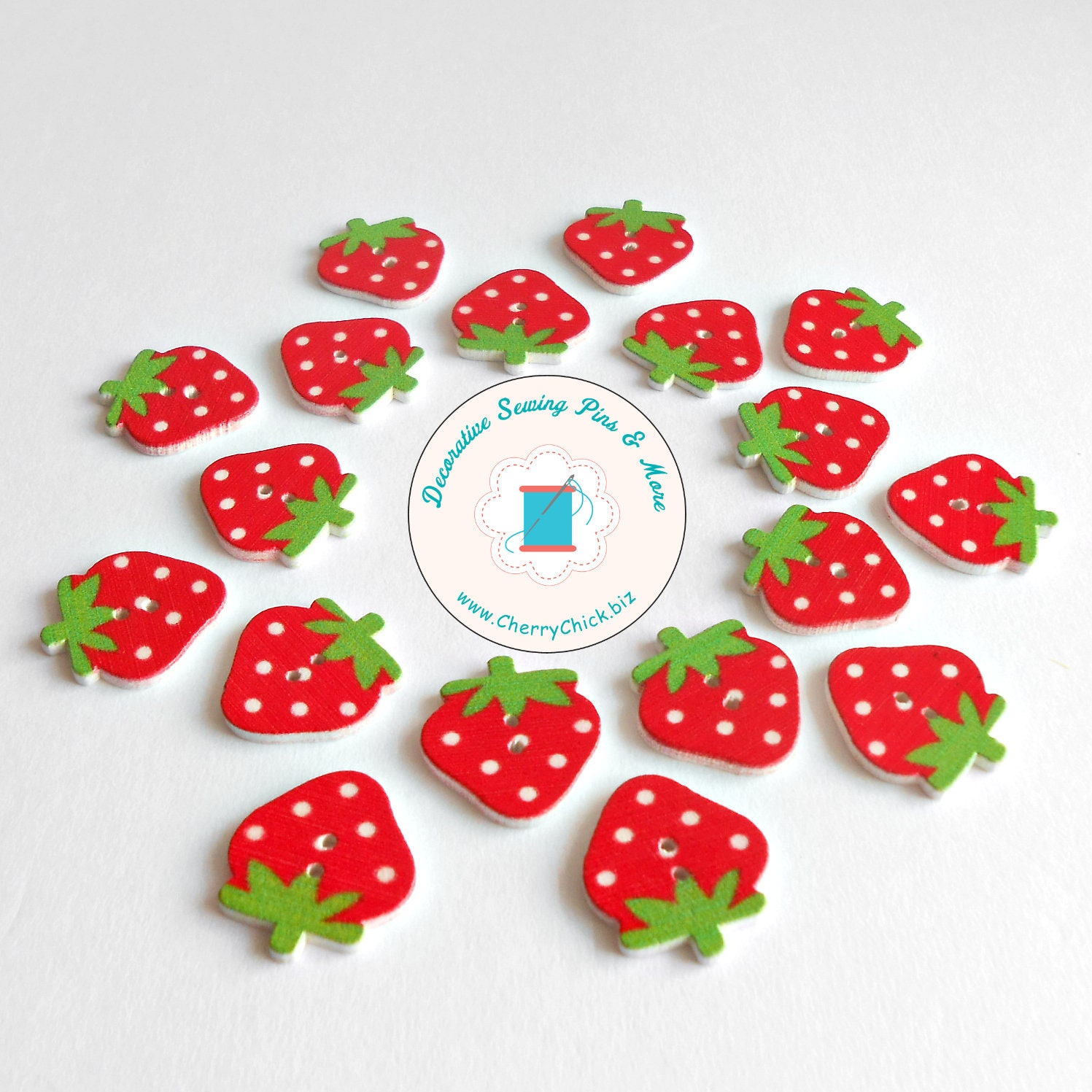 Strawberry buttons Strawberries wooden buttons wood | Etsy