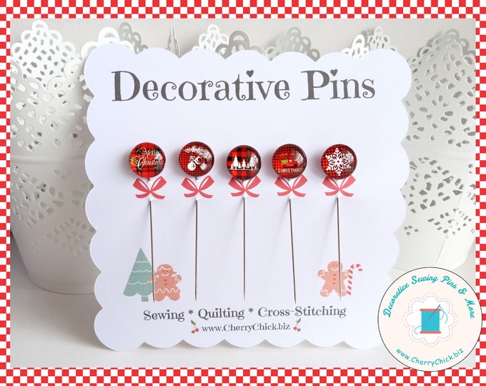 Christmas Sewing Pins - Decorative Sewing Pins - Holiday Sewing Pins ...