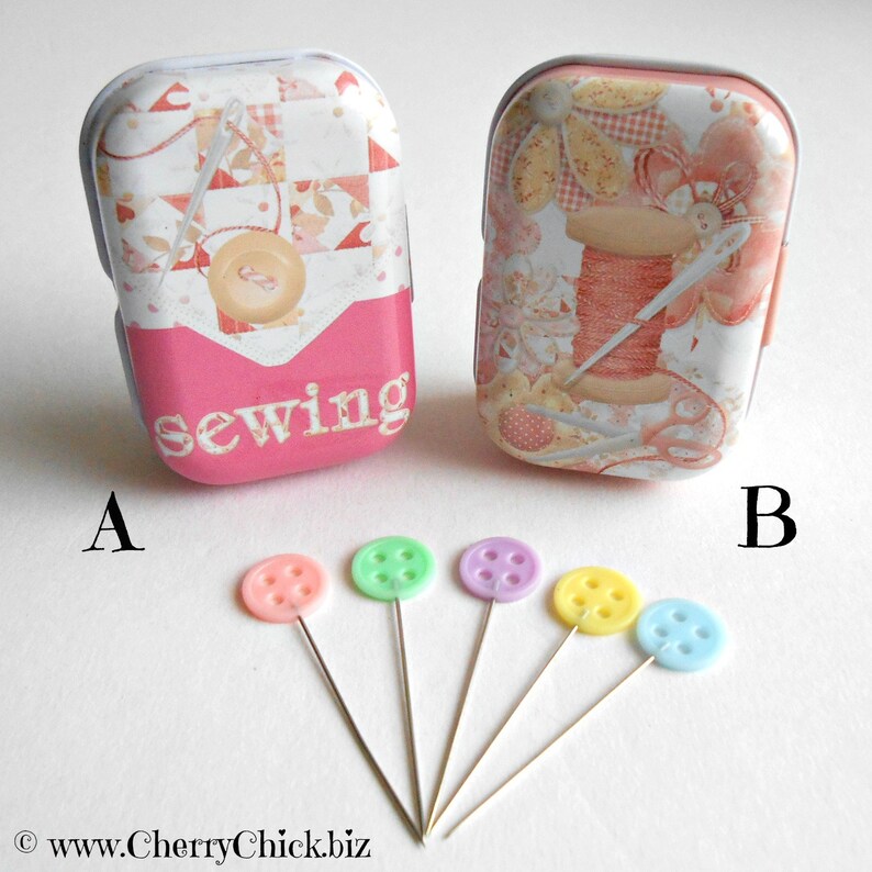 Button Sewing Pins Pins in Tins Decorative Sewing Pins | Etsy