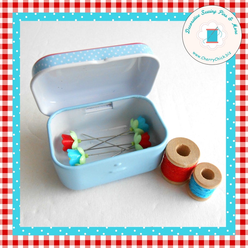 Flower Sewing Pins Pins in Tins Decorative Sewing Pins | Etsy