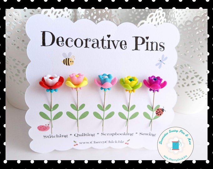 Sewing Pins - Flower Pins - Gift for Quilters - Decorative Sewing Pins ...