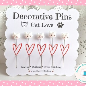 Cat Sewing Pins Decorative Sewing Pins Cat Counting Pins Handmade Pins ...