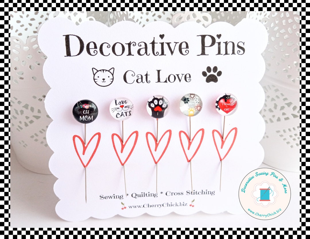 Cat Sewing Pins - Decorative Sewing Pins - Cat Mom Pins - Handmade Pins ...