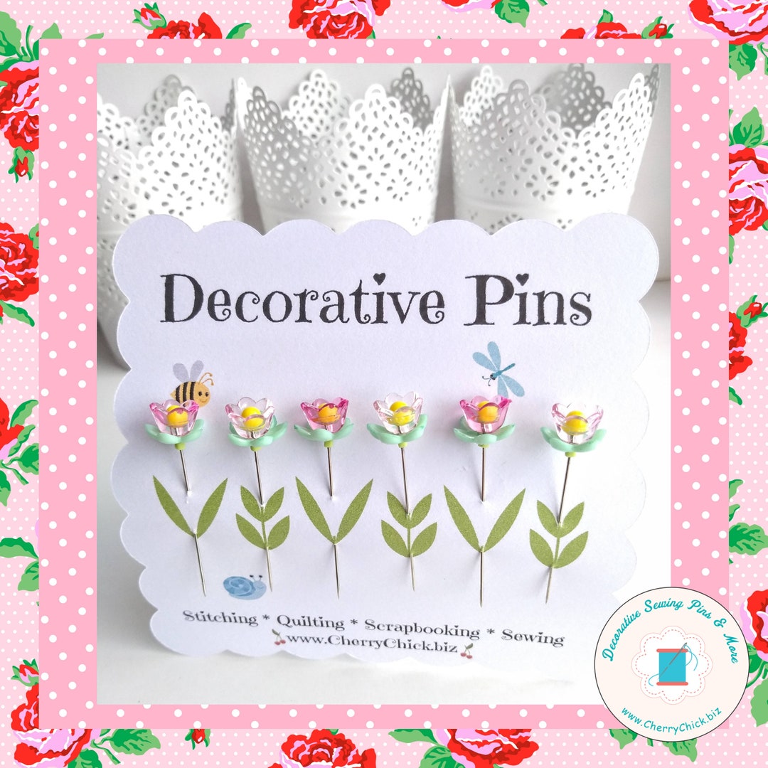 Sewing Pins - Gift for Quilters - Decorative Pins - Pretty Pins - Fancy ...
